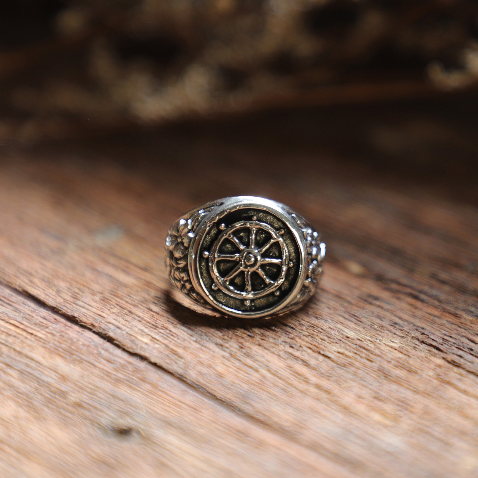 Ship's Wheel Pirate Ring for Men Made of Sterling Silver | Etsy