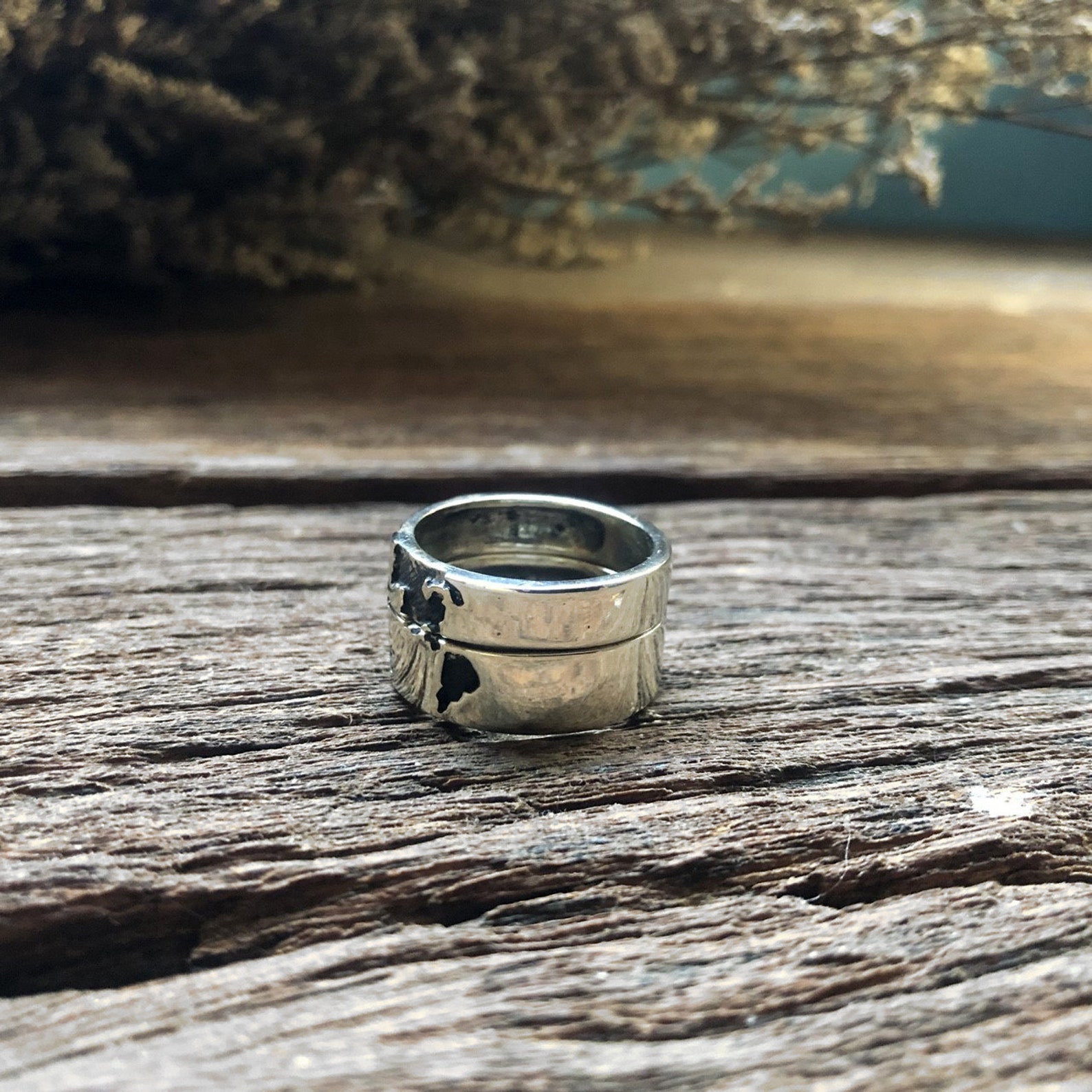 Map Double Traveler Ring for Couple Made of Sterling Silver - Etsy