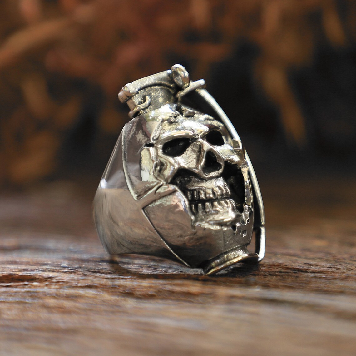 Skull Hand Grenade Ring for Men Made of Sterling Silver 925 - Etsy