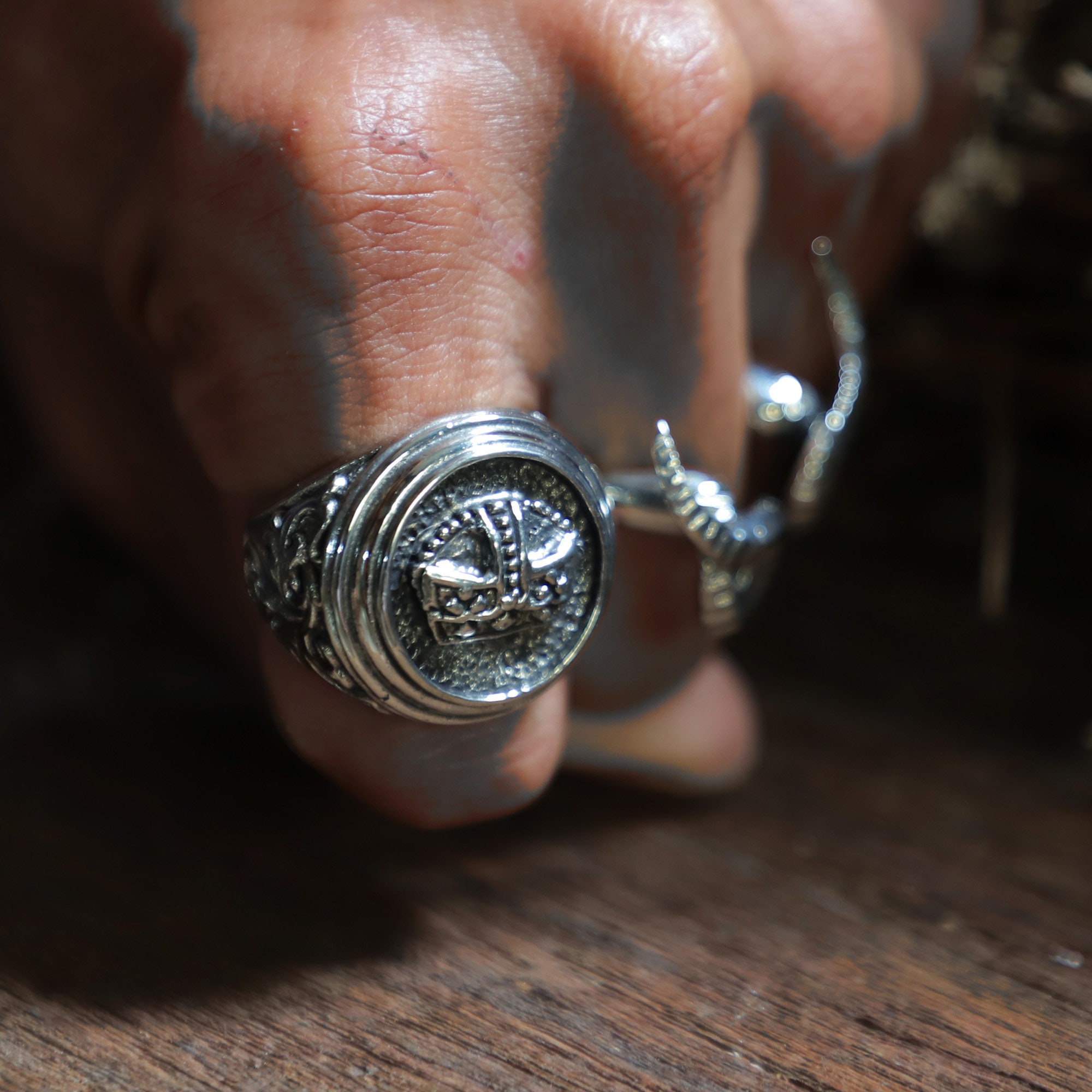King Crown Ring for Men Made of Sterling Silver 925 Gothic Style - Etsy