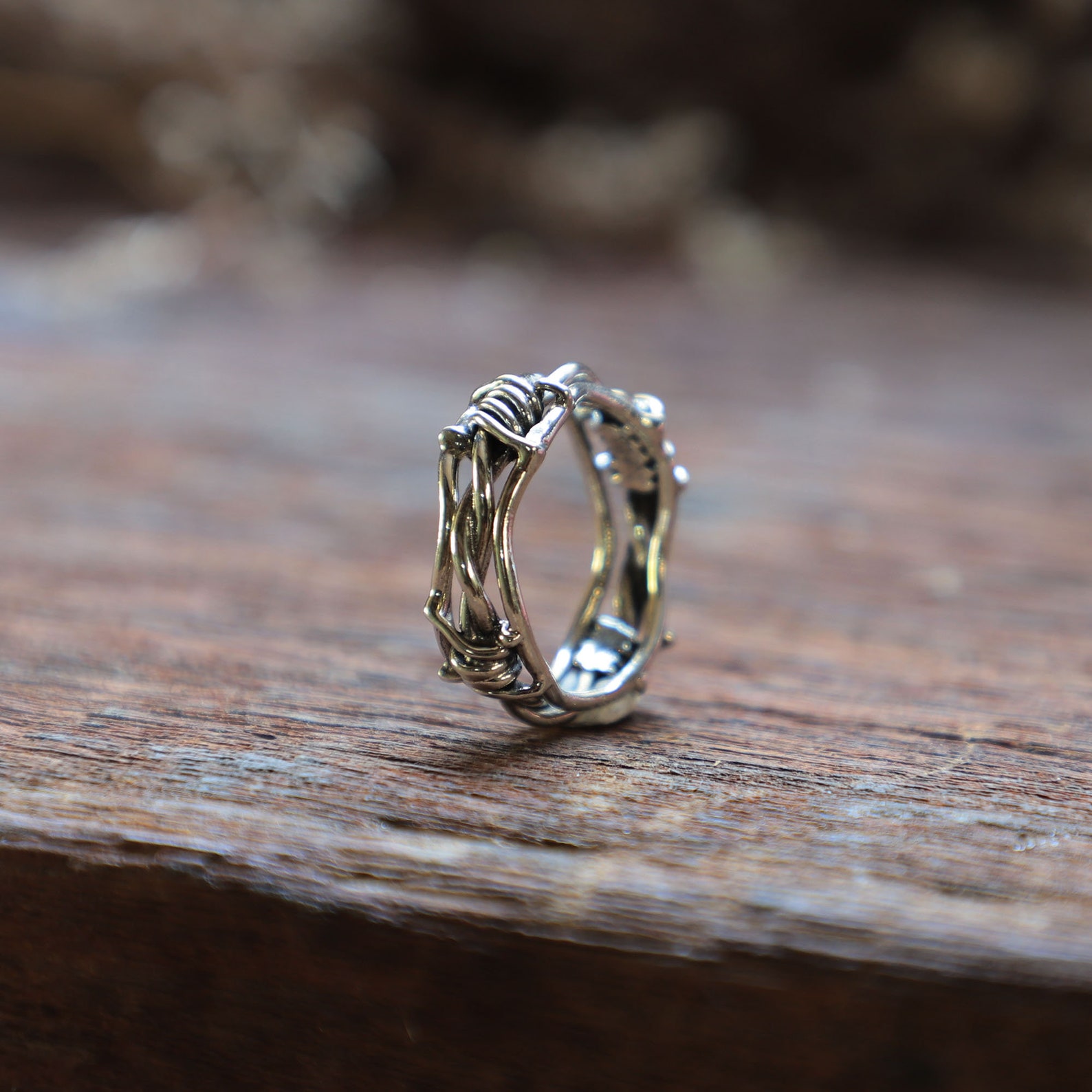 Barbed Wire Band Ring for Unisex Made of Sterling Silver 925 - Etsy