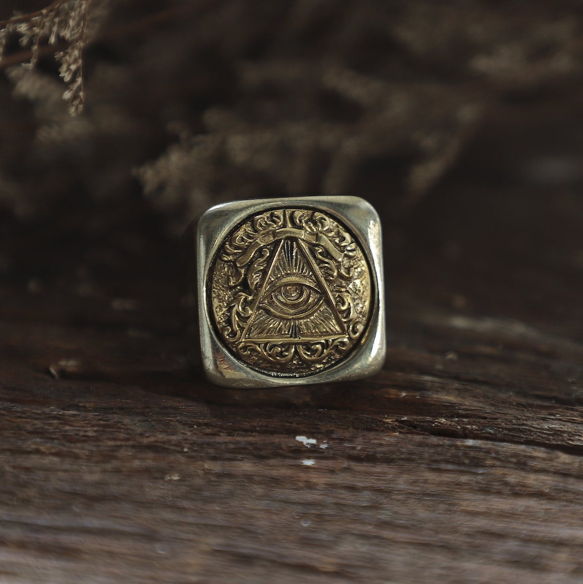 Illuminati Square Ring for Men Made of Sterling Silver 925 | Etsy