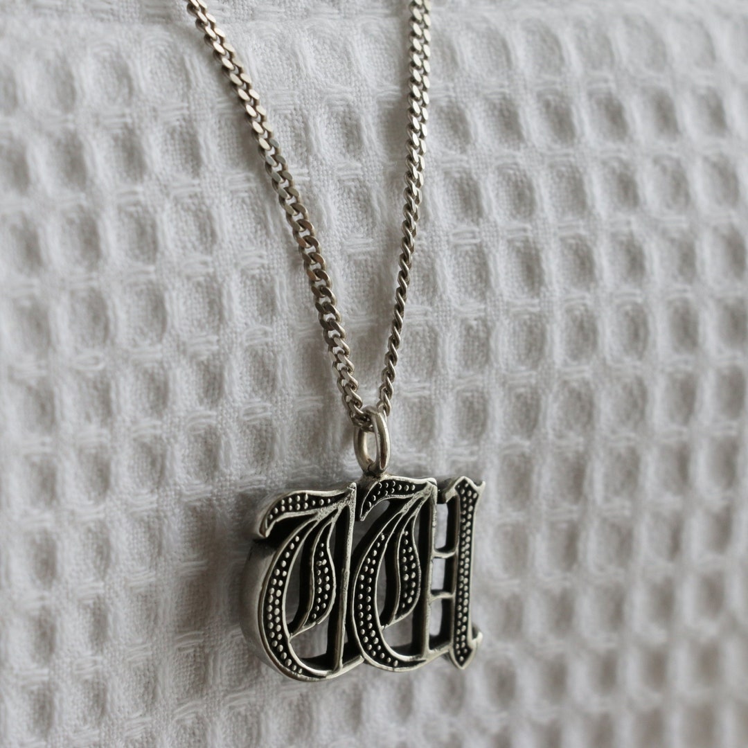 Alphabet W Pendant Necklace for Men Made of Sterling Silver 925 Gothic ...