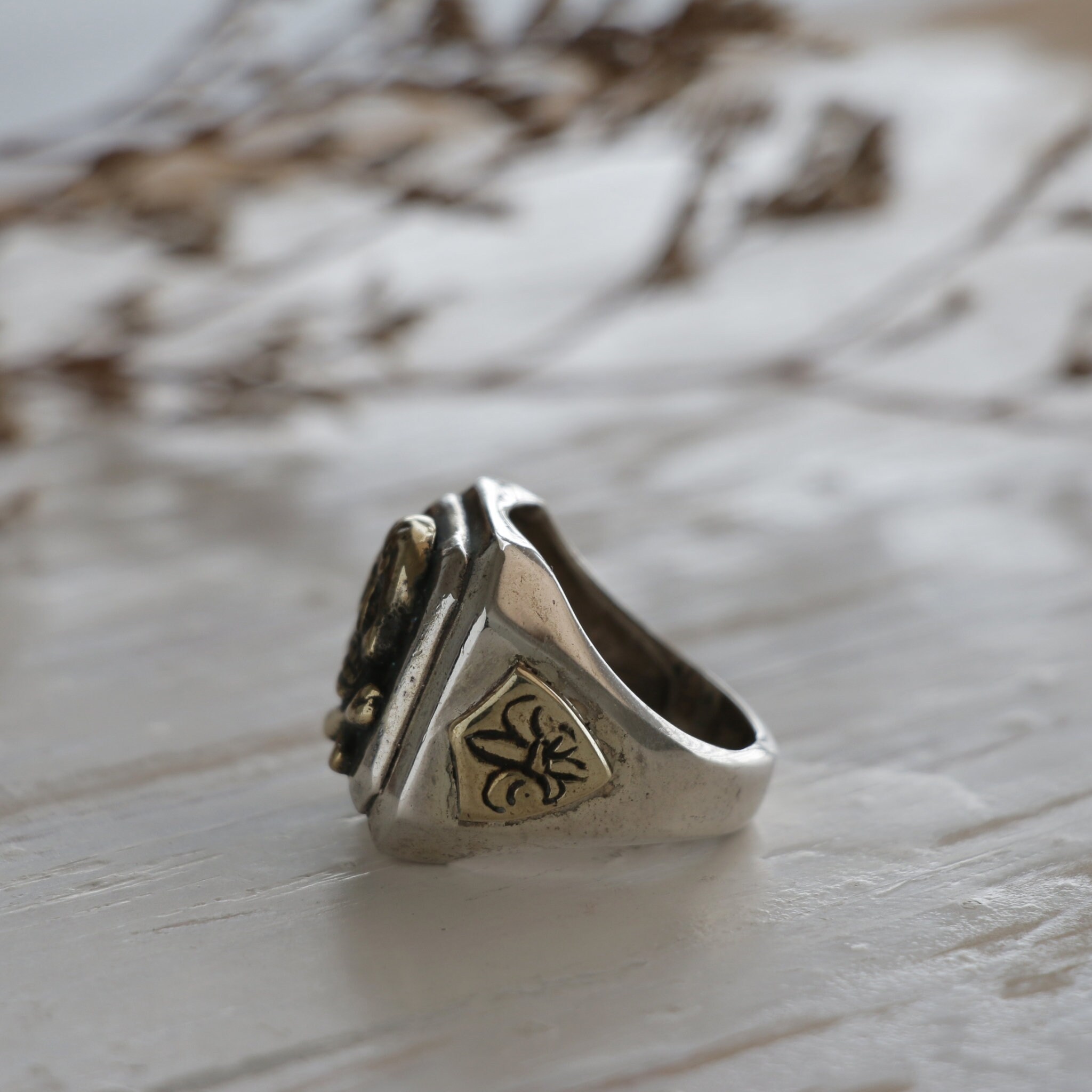 Skull Crossbones Mexican Biker Ring for Men Made of Sterling Skull Crossbones Mexican Biker Ring for Men Made of Sterling