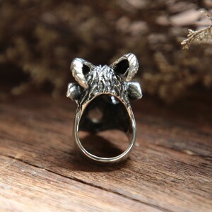 Horned Goat Ring for Men Made of Sterling Silver 925 Satanism Biker - Etsy