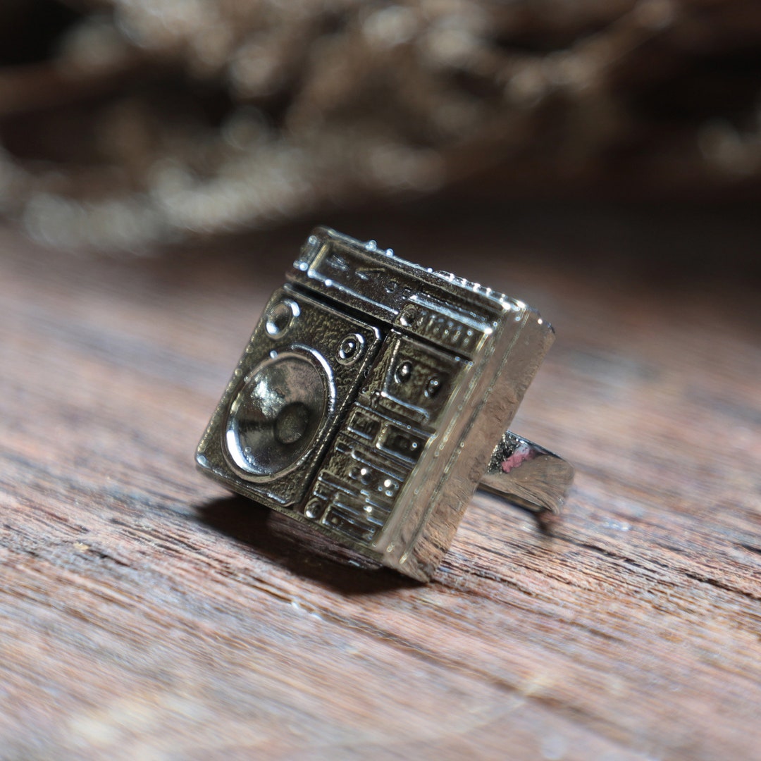 Radio Stereo Ring for Men Made of Sterling Silver 925 Vintage 2 Fingers ...