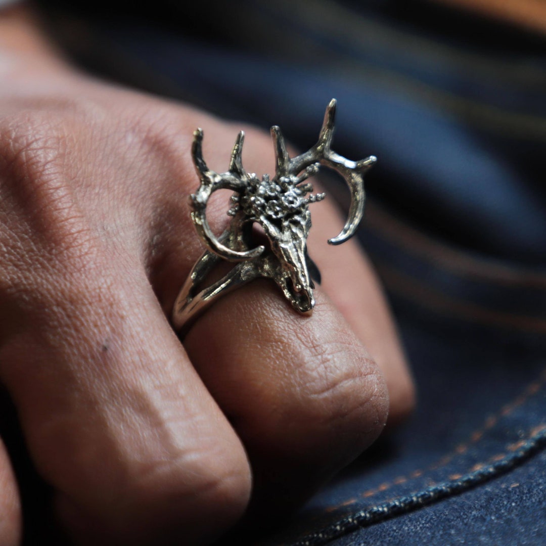 Deer Skull Ring for Women Made of Sterling Silver 925 Bohemian Style - Etsy
