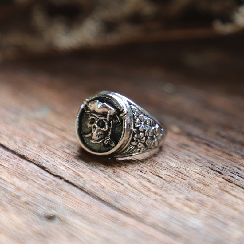Pirate Skull Ring for Men Made of Sterling Silver 925 Vintage | Etsy