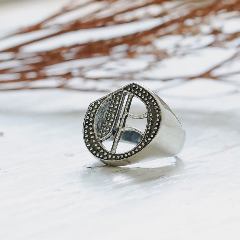 O Letter Old English Ring for Men Made of Sterling Silver 925 Biker ...
