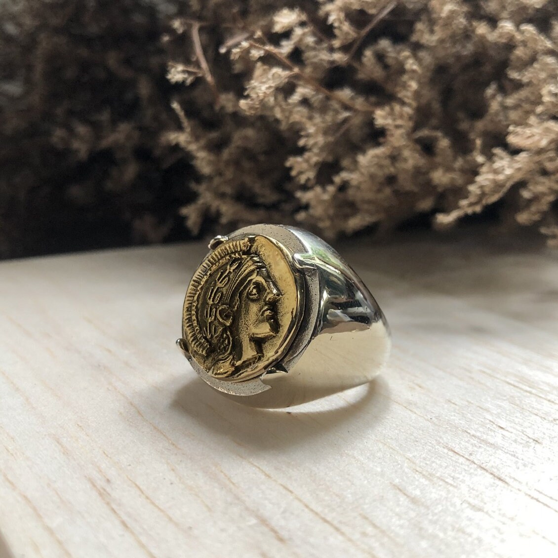 Alexander greek coin ring for men made of sterling silver 925 | Etsy