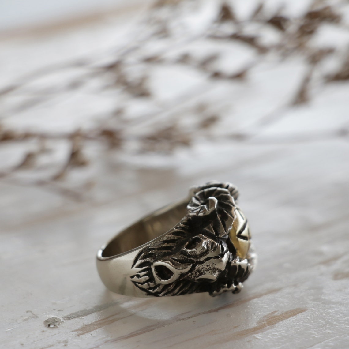 Pentagram Goat Ring for Men Made of Sterling Silver 925 Satanism - Etsy