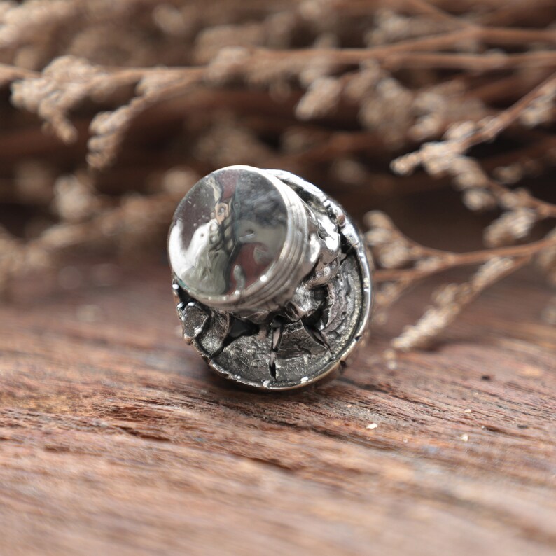 Skull Piston Head Ring for Men Made of Sterling Silver 925 Biker Style ...