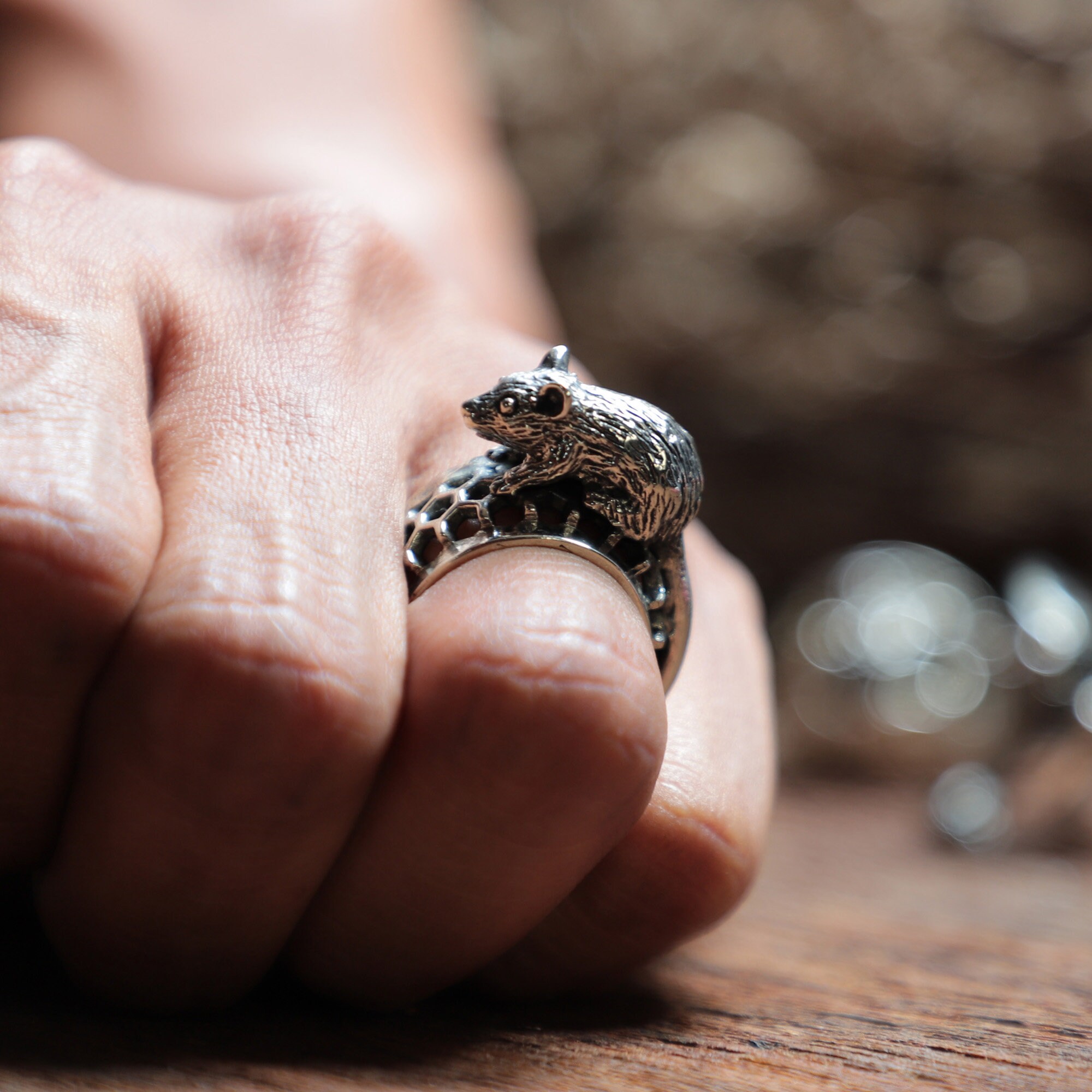 Little Mouse Circle ring for women made of sterling silver 925 | Etsy