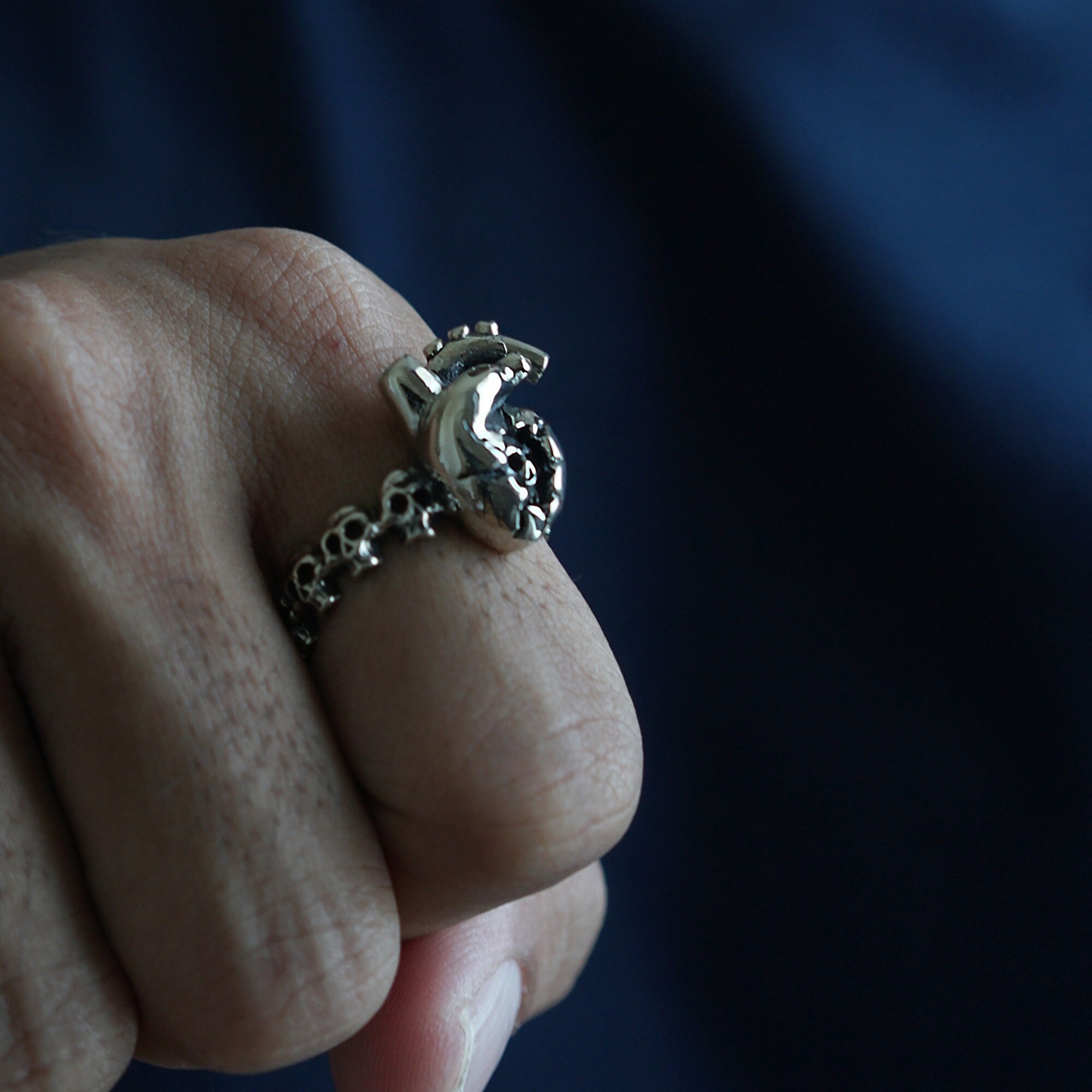 Human Heart and Skull Ring for Unisex Made of Sterling Silver | Etsy
