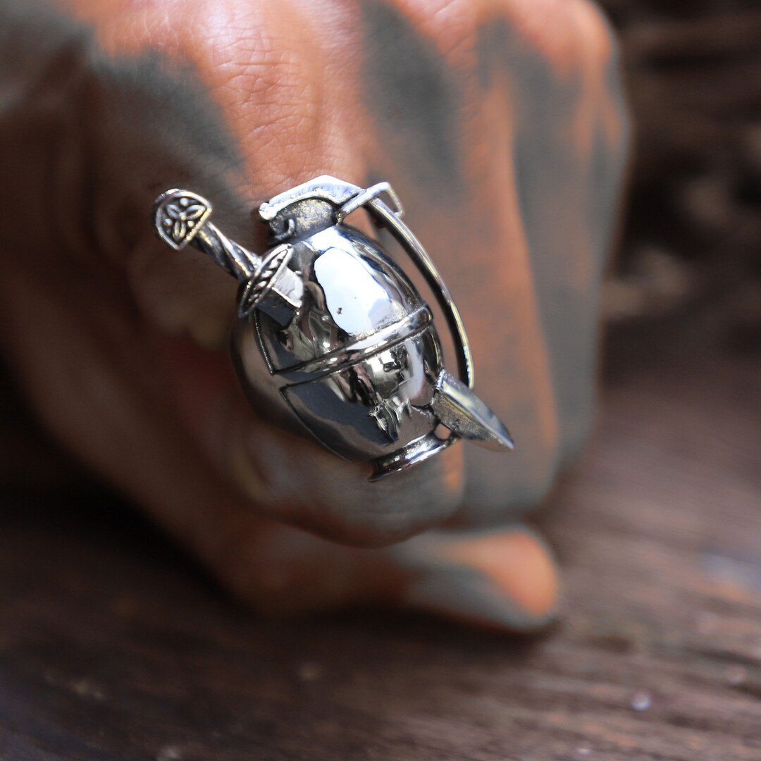 Hand Grenade Sword Ring for Men Made of Sterling Silver 925 Military - Etsy