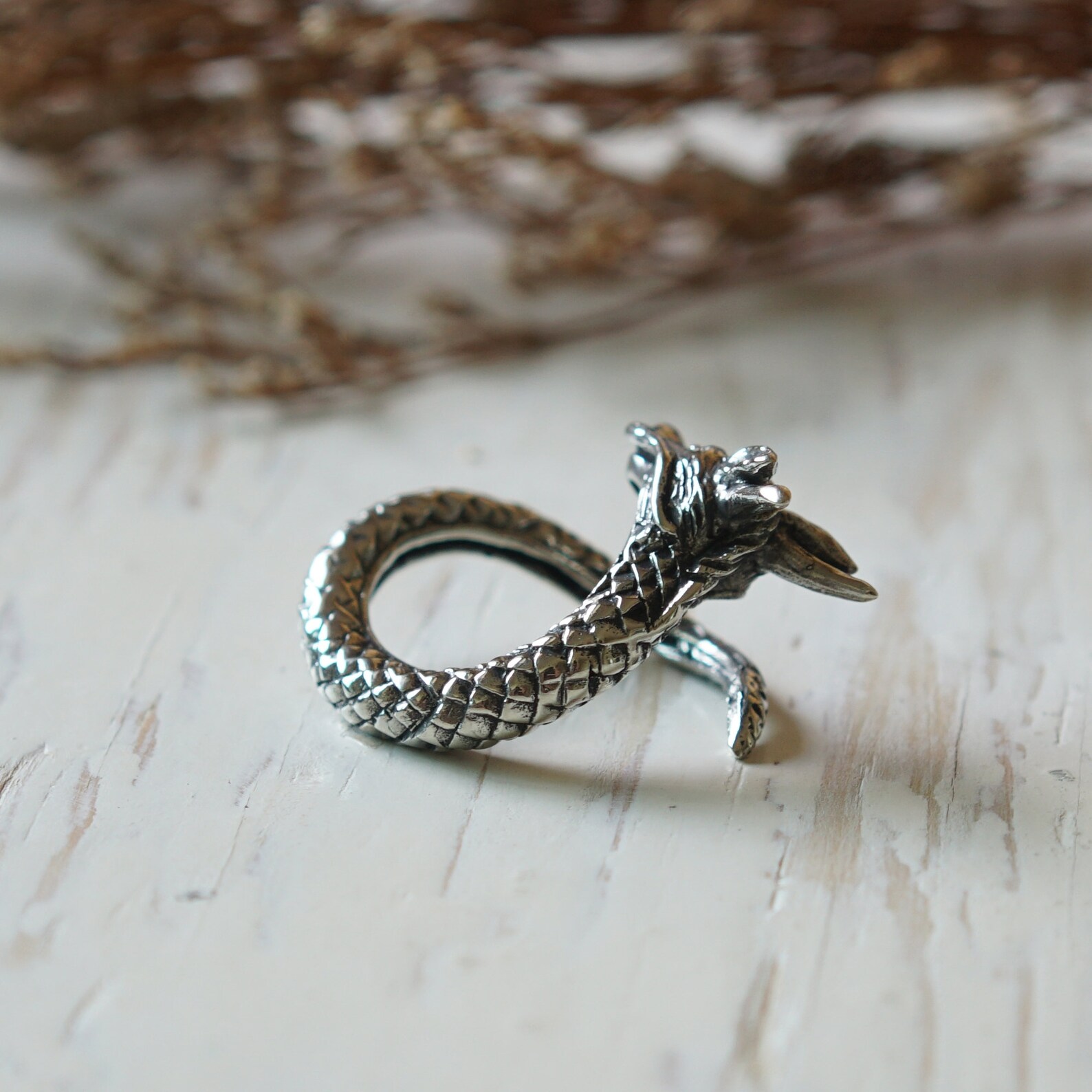 River Dragon Japanese Ring for Unisex Made of Sterling Silver 925 ...