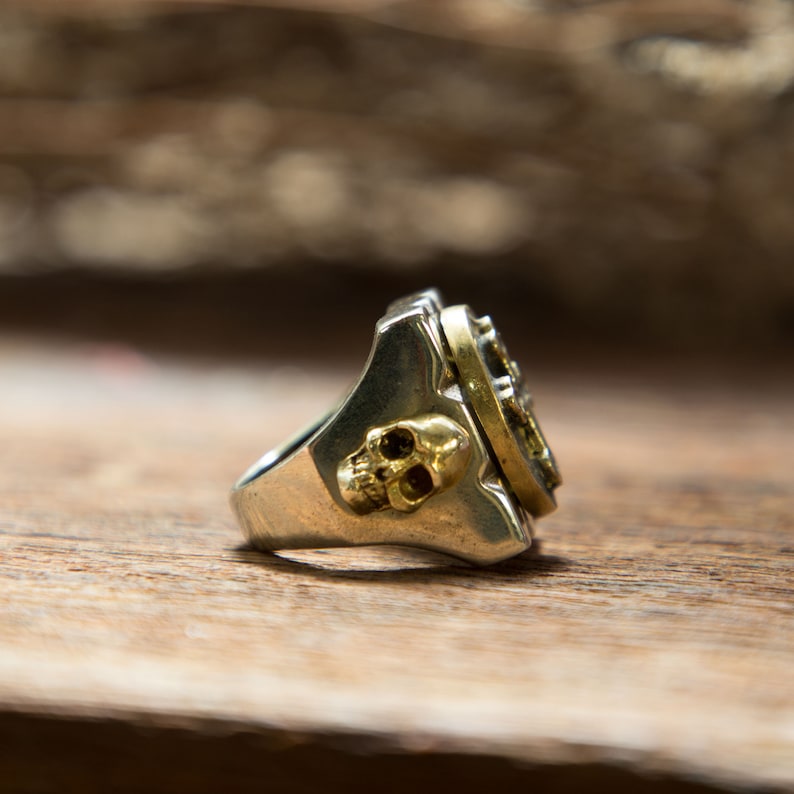 Vintage Cross and Skull Mexican Ring for Men Made of Sterling | Etsy