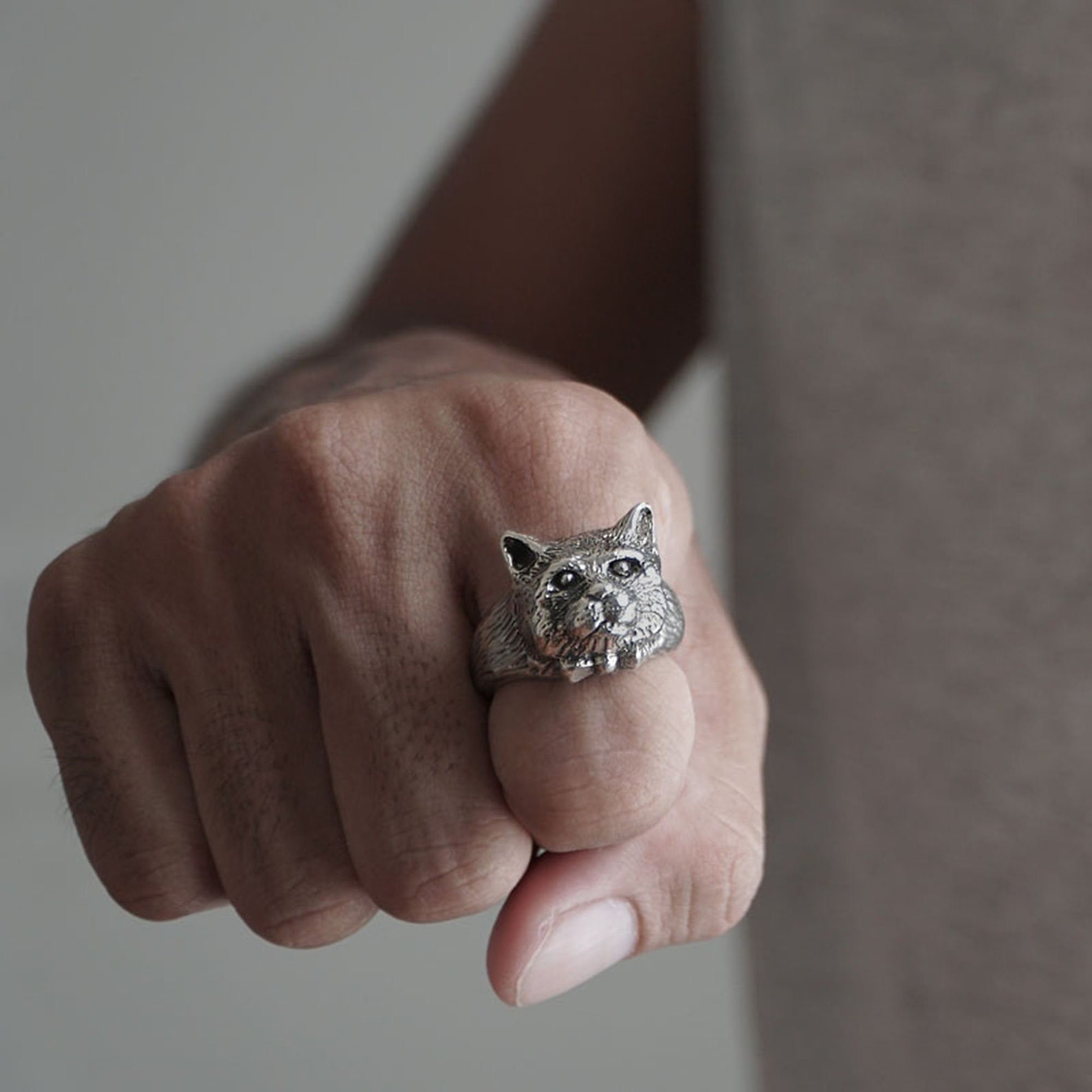 Cat Ring for Unisex Made of Sterling Silver 925 Cute Animal | Etsy