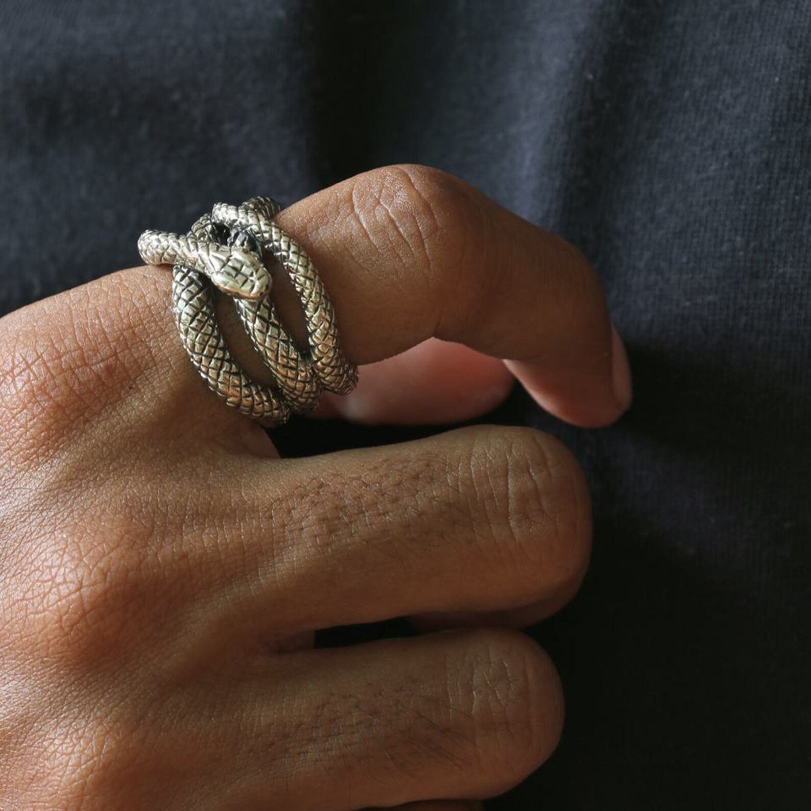 King Cobra Ring for Men Made of Sterling Silver 925 Biker | Etsy