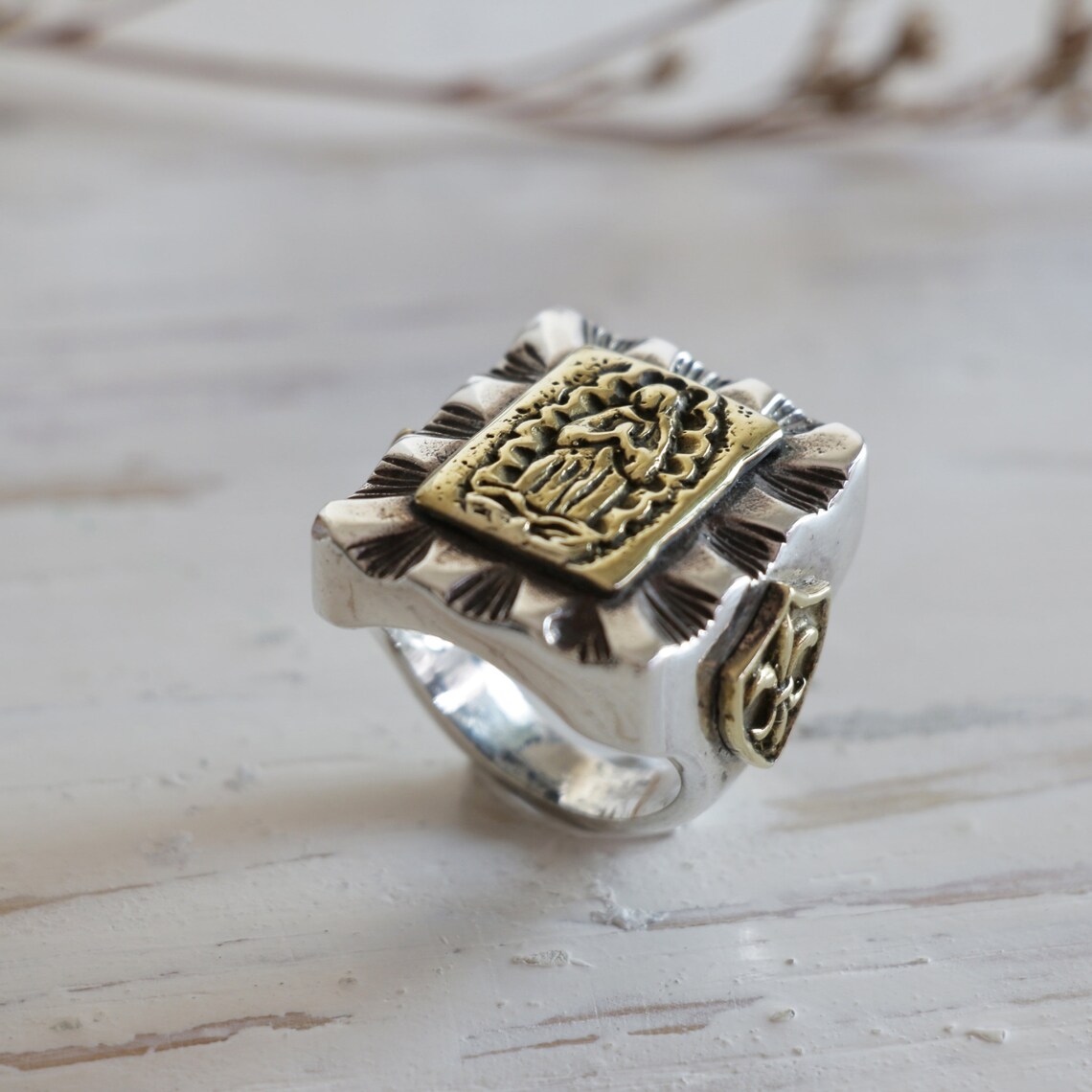 Blessed Virgin Mary ring for men made of sterling silver 925 | Etsy