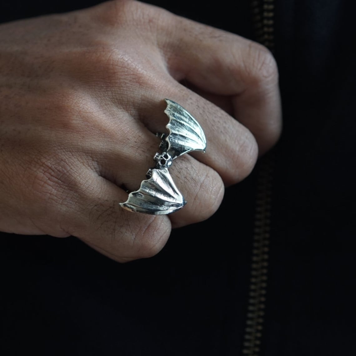 Bat Wing Skull Ring for Women Made of Sterling Silver 925 Gothic Style ...