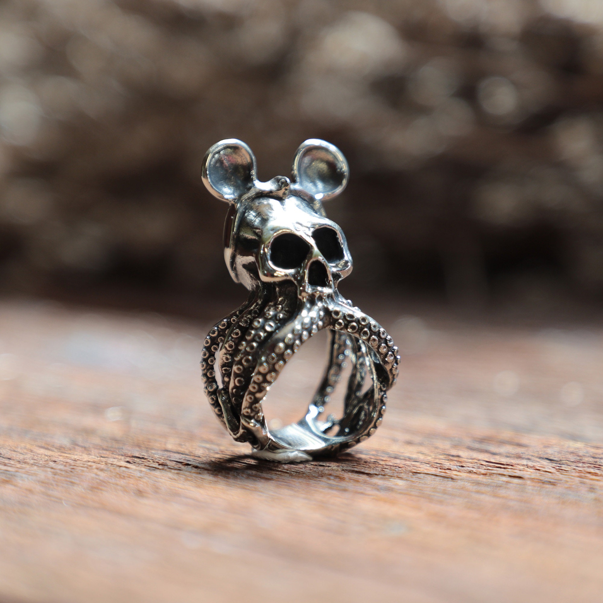 Octopus Mouse Ring for Men Made of Sterling Silver 925 Biker | Etsy
