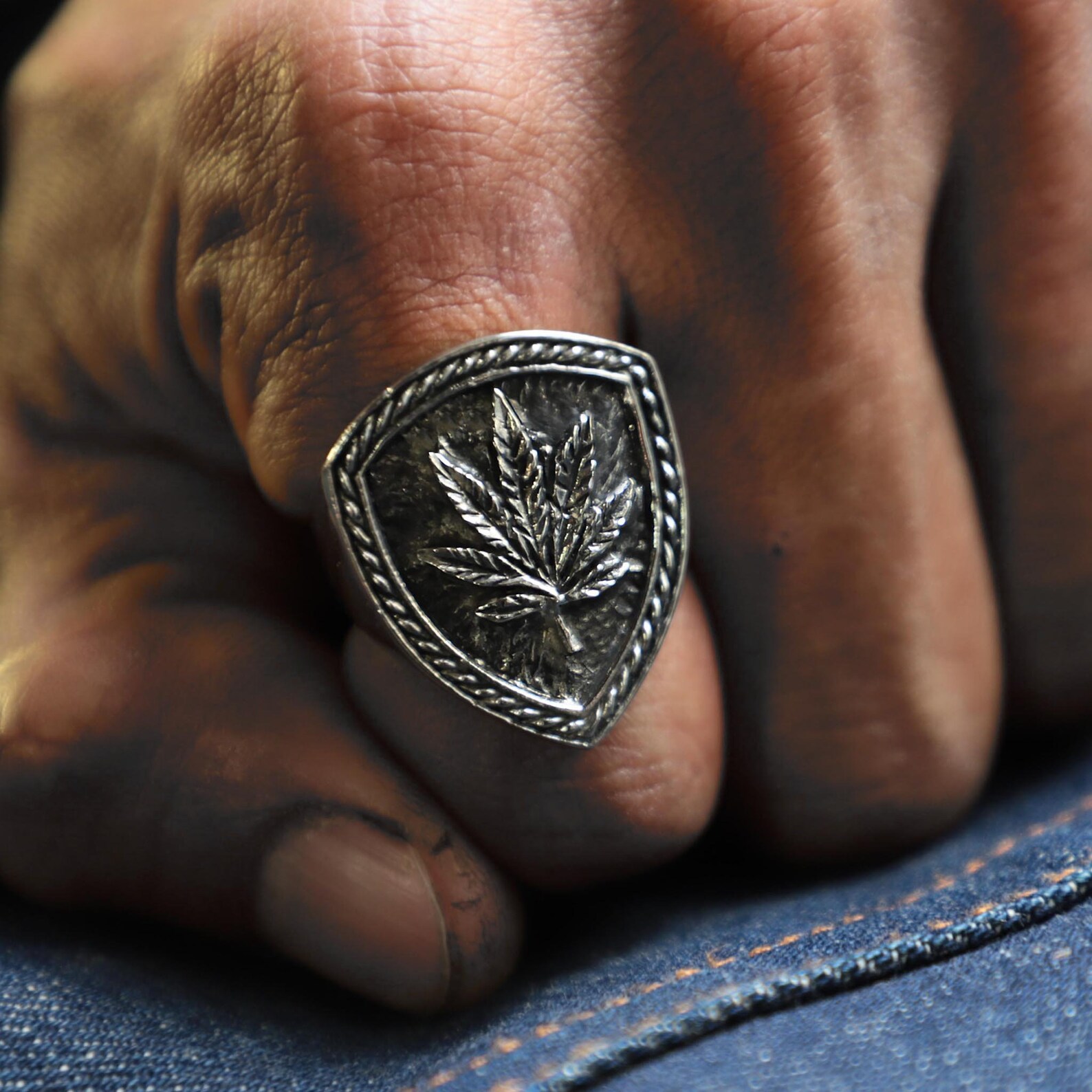Marijuana Ring for Men Made of Sterling Silver 925 Reggae - Etsy