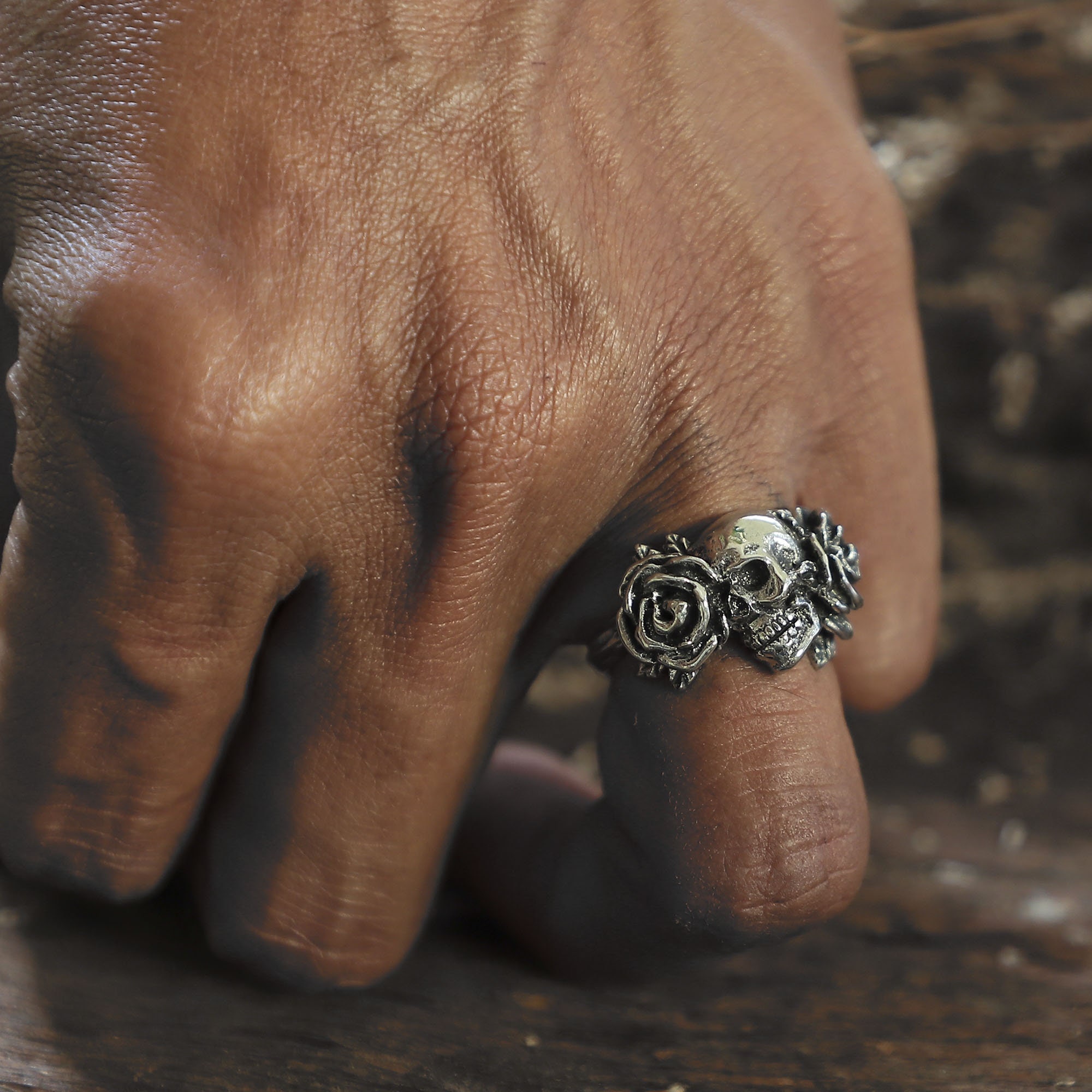 Skull and Rose Ring for Unisex Made of Sterling Silver 925 - Etsy UK