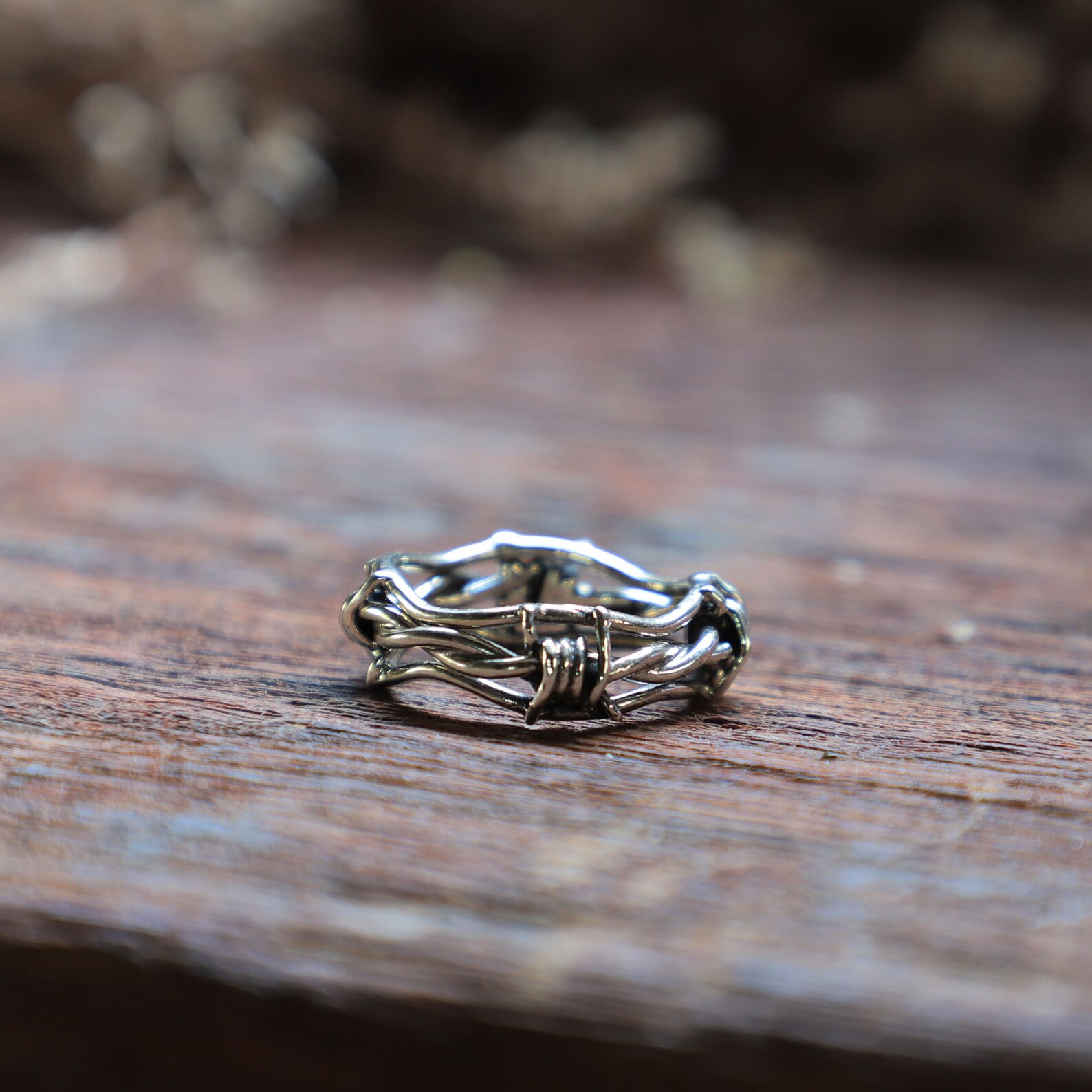 Barbed Wire Band Ring for Unisex Made of Sterling Silver 925 Punk Style ...