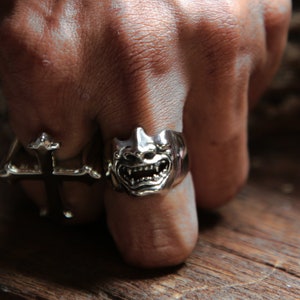 Samurai Mask Skull Ring for Men Made of Sterling Silver 925 Japanese ...