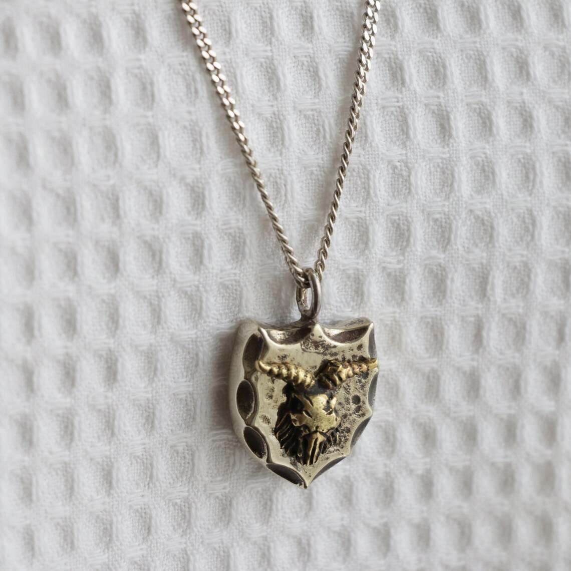 Goat Pendant Necklace for Men Made of Sterling Silver 925 and Brass ...