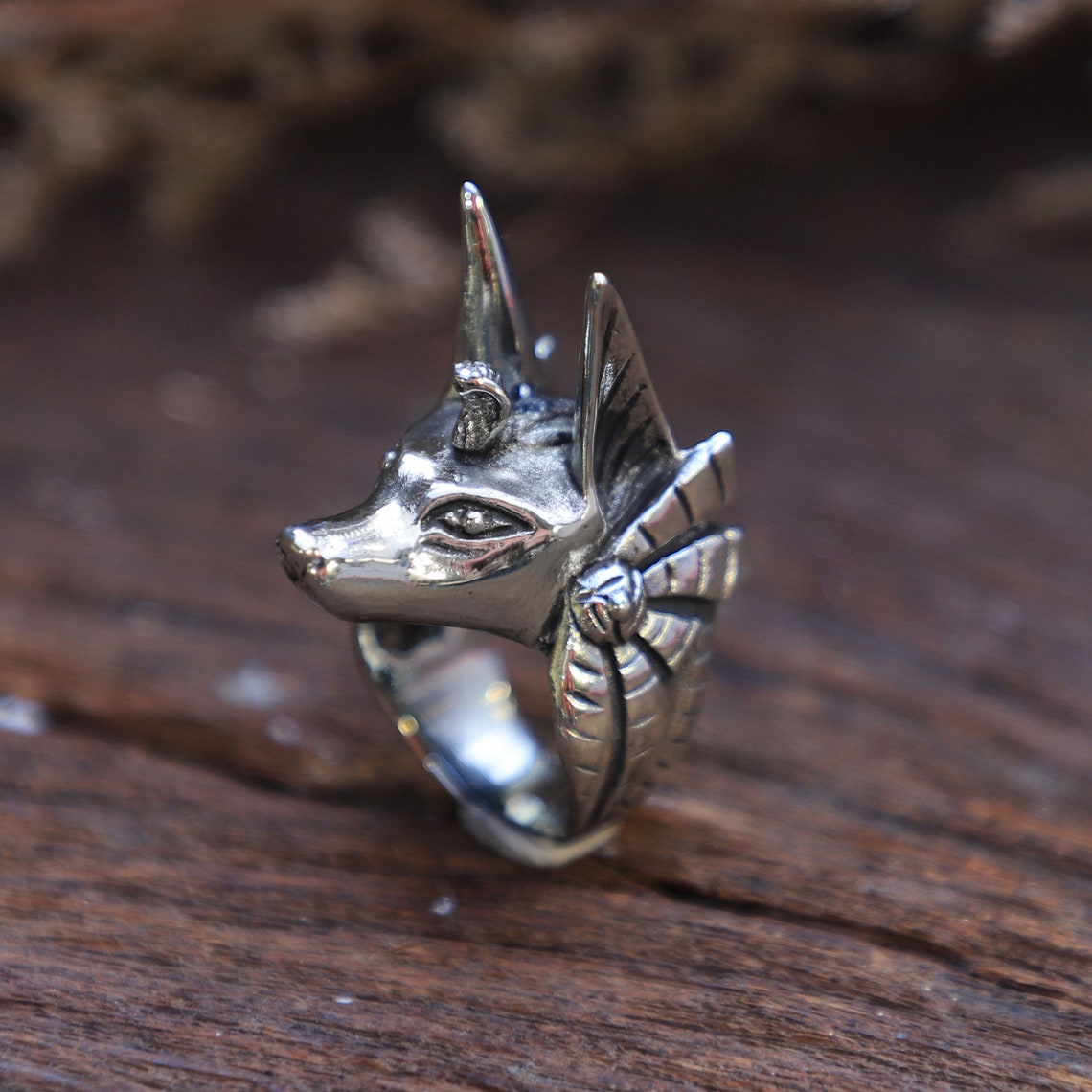 Anubis Egyptian ring for men made of sterling silver 925 biker | Etsy