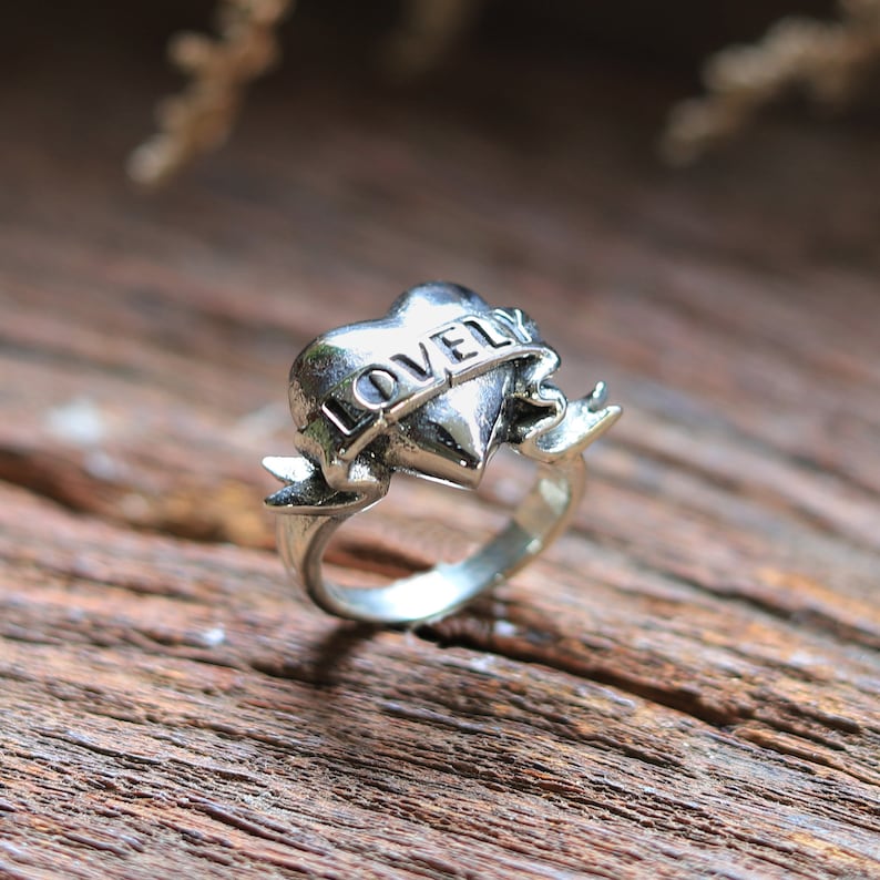 Heart Love Ring for Unisex Made of Sterling Silver 925 Old - Etsy