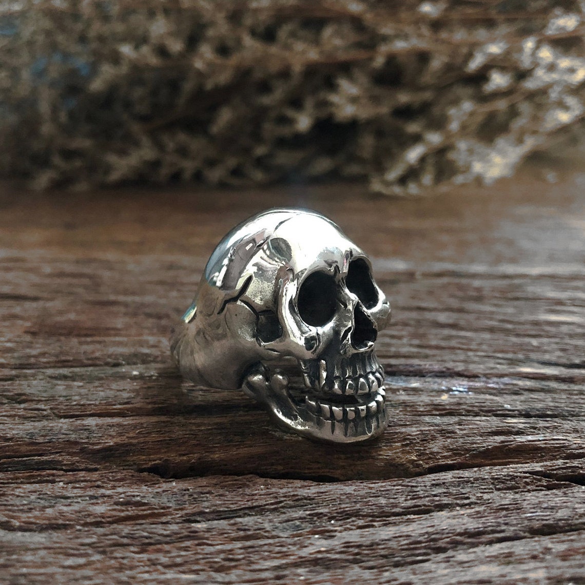 Biker Skull Ring for Men Made of Sterling Silver 925 Open - Etsy