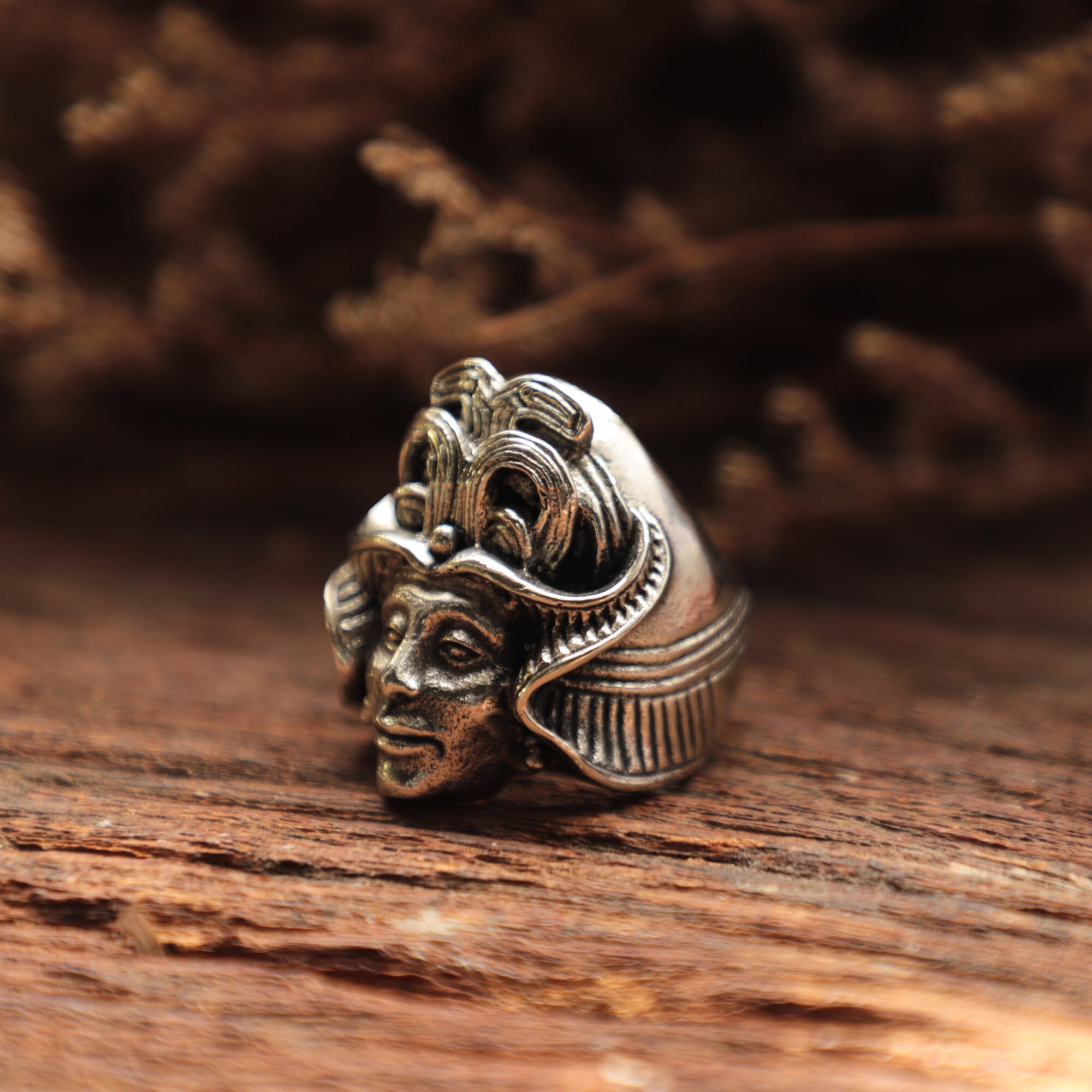 Geisha Samurai Mask ring for men made of sterling silver 925 | Etsy