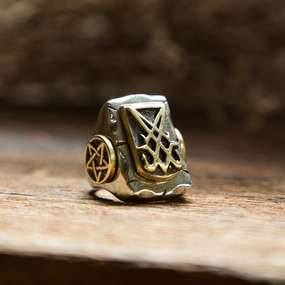 Sigil of Lucifer Pentagram Ring for Men Made of Sterling Silver 925 ...