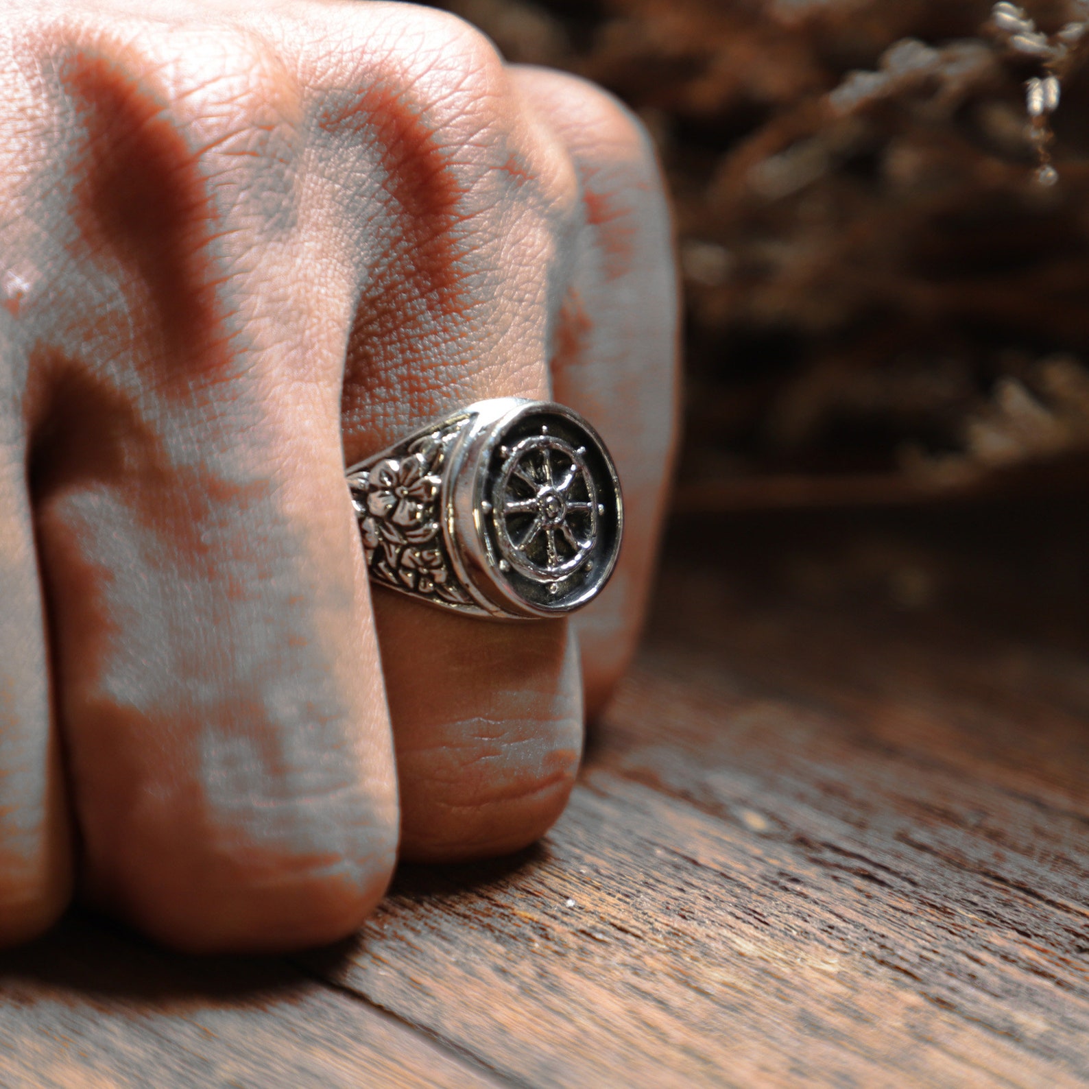 Ship's Wheel Pirate Ring for Men Made of Sterling Silver | Etsy