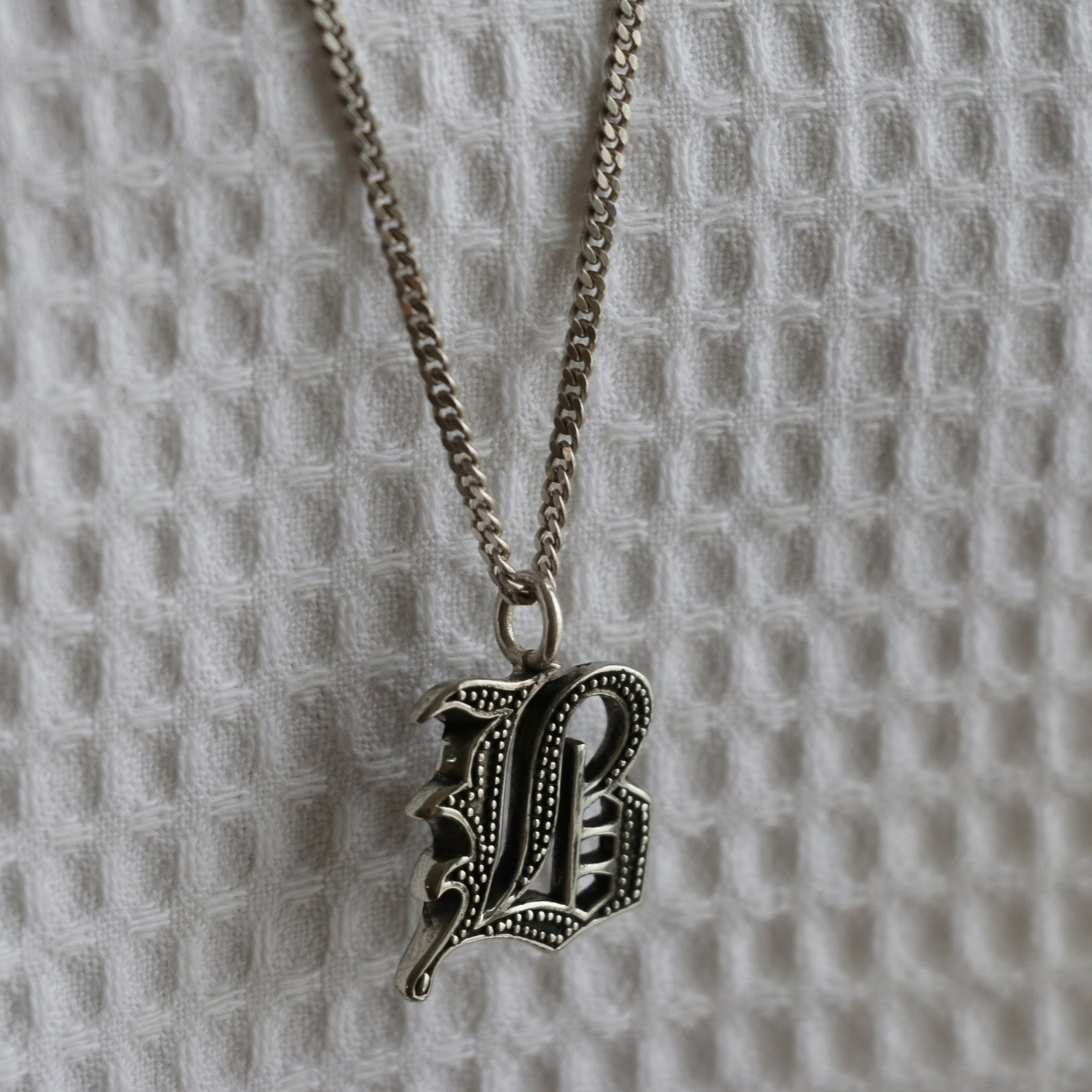 Alphabet B Pendant Necklace for Men Made of Sterling Silver 925 Biker ...