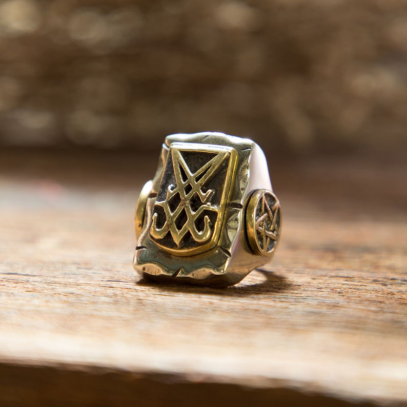 Sigil of Lucifer Pentagram Ring for Men Made of Sterling Silver 925 ...