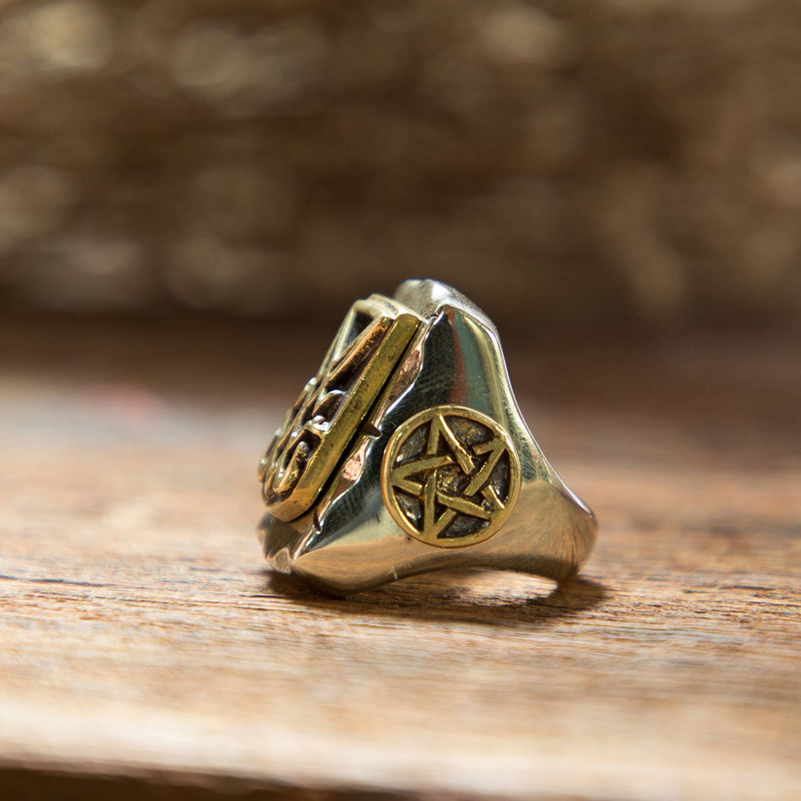 Sigil of Lucifer Pentagram Ring for Men Made of Sterling Silver 925 ...