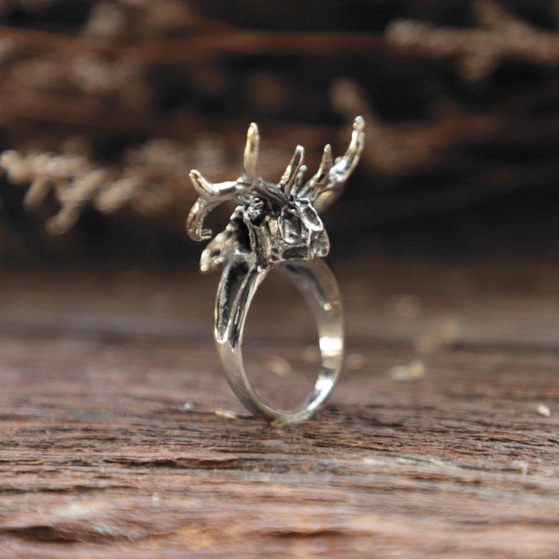 Deer Skull Ring for Women Made of Sterling Silver 925 Bohemian Style - Etsy