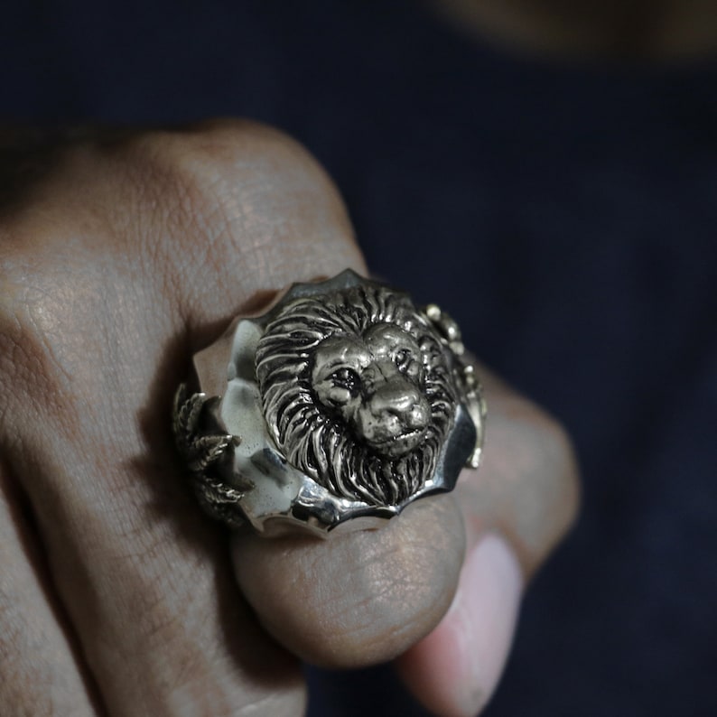 Rasta Lion of Judah Ring for Men Made of Sterling Silver 925 | Etsy