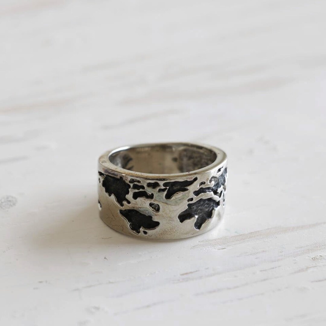 World Map Ring for Unisex Made of Sterling Silver 925 Minimal Style - Etsy