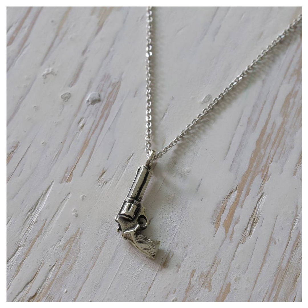 Gun Pendant Necklace for Unisex Made of Sterling Silver 925 Military ...