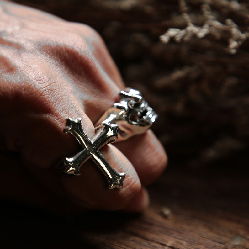 Cross Gothic Ring for Men Made of Sterling Silver 925 Vintage | Etsy