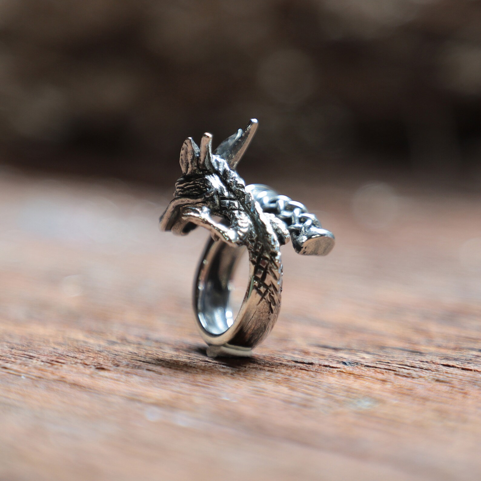 Samurai Sword River Dragon Ring for Men Made of Sterling | Etsy