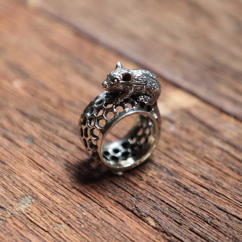 Little Mouse Circle Ring for Women Made of Sterling Silver 925 Animal ...