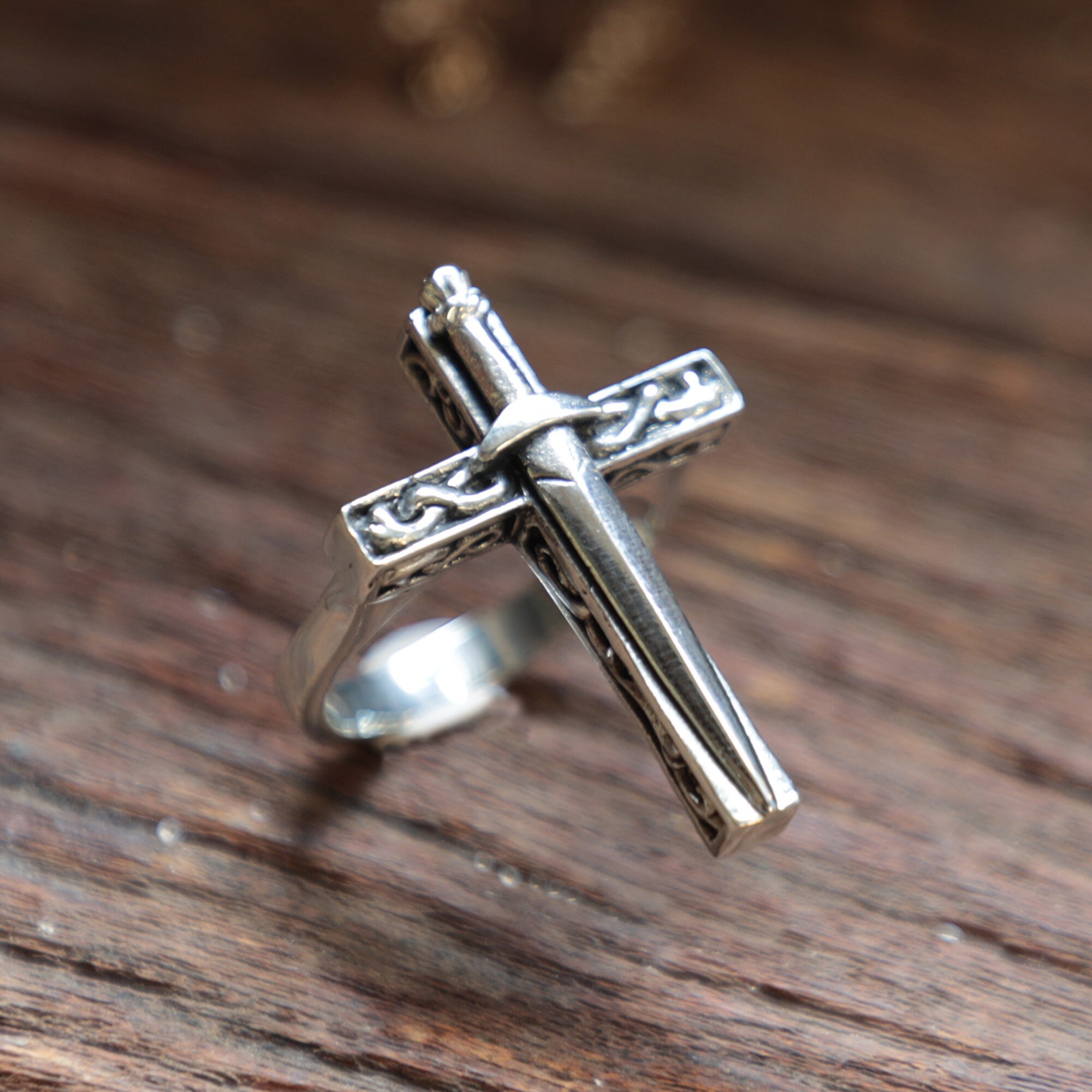 Medieval sword Cross ring for men made of sterling silver 925 | Etsy