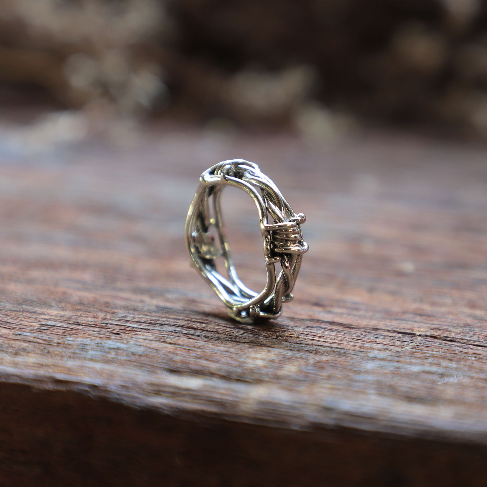 Barbed Wire Band Ring for Unisex Made of Sterling Silver 925 - Etsy