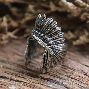 Indian Feather Headdress Ring for Women Made of Sterling Silver 925 ...